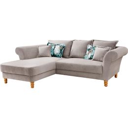 Ecksofa Home Affaire "Tassilo Mega Polsterecke mit Kaltschaum im Sitz, bequem, L-Form", grau (hellgrau), B:262cm H:95cm T:198cm, 100% Polyester, Sofas, Ecksofa, hoher Sitzkomfort, Breite 262cm, Komfortsitzh&ouml;he 48cm, zeitlos elegant