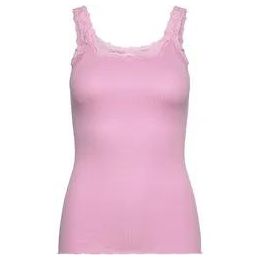 Spitzentop rosemunde "Babette Silk Top mit Seide", Damen, Gr. S, pink, Feinripp, Obermaterial: 70% Seide, 30% Baumwolle, unifarben, k&ouml;rpernah h&uuml;ftbedeckend, Rundhals, Tops Spitzentop, umgedrehter Vintage-Spitzenbesatz, feminin, bequem, Seidenmix