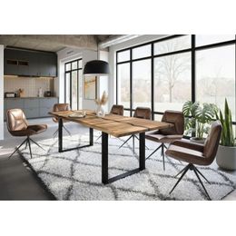 Baumtisch Mango 260x100x76 natur lackiert / Epoxid schwarz, U-Beine anthrazit matt EPOXY