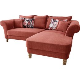 Ecksofa Home Affaire "Tassilo Mega Polsterecke mit Kaltschaum im Sitz, bequem, L-Form", orange (koralle), B:262cm H:95cm T:198cm, 100% Polyester, Sofas, Ecksofa, hoher Sitzkomfort, Breite 262cm, Komfortsitzh&ouml;he 48cm, zeitlos elegant