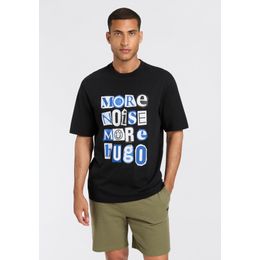 T-Shirt HUGO BLUE "Notix", Herren, Gr. L, schwarz (schwarz001), Single Jersey, Obermaterial: 100% Baumwolle, unifarben, regular fit h&uuml;ftlang, Rundhals, Shirts T-Shirt, mit gro&szlig;em Druck