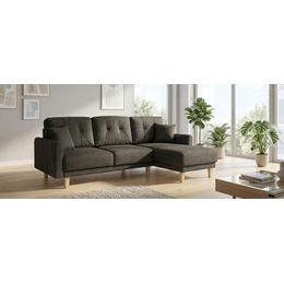 Ecksofa Home Affaire "TRIPLO optionale Schlafsofa mit Bettkasten, Ma&szlig;e B/T/H: 234/164/89 cm", grau (anthrazit), B:234cm H:89cm T:164cm, Sofas, Ecksofa, L-Form wahlweise mit Bettfunktion - Liegefl&auml;che 132x210 cm