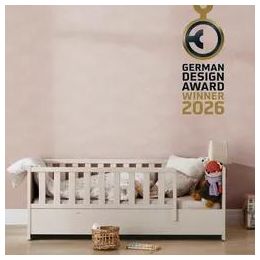 Babybett Paidi "LITTLE SNU 70x140cm in Beige oder Wei&szlig;, umbaubares Bodenbett", cashmere, beige, B:75cm H:51cm L:145cm, Holz teilmassiv, Babybetten, Babybett, Kinderbett mit Rausfallschutz aus Massivholz, langlebiges Gitterbett