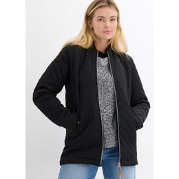 bonprix Long-Steppjacke, schwarz, Gr.50, Modische Long-Steppjacke mit Taschen