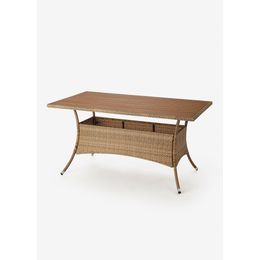 bonprix Gartenm&ouml;bel Set (7-tlg. Set), braun, Gr.Onesize, Dining Set f&uuml;r 6 Personen aus pflegeleichtem Polyrattan mit Tisch in Holzoptik