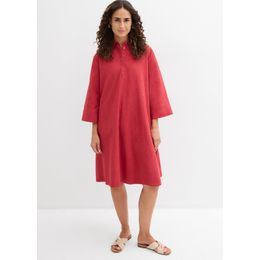 bonprix Blusenkleid aus reiner Bio-Baumwolle, rot, Gr.50, Knielanges Blusenkleid in A-Linie mit verdeckter Knopfleiste, 100% Baumwolle (organic)