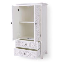 bonprix Schrank, wei&szlig;, Gr.110x60 cm, Wohnzimmer M&ouml;bel im Intarsien-Look