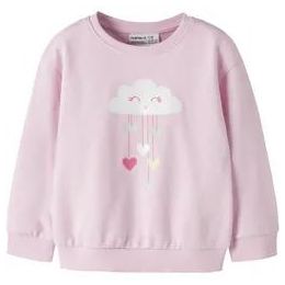 Sweatshirt name it "NMFVISUS LS RLX SWEAT UNB", M&auml;dchen, Gr. 98, pirouette print:sky hearts, Sweatware, Obermaterial: 100% Baumwolle, bedruckt, unifarben, bequem normal, Rundhals, Rippb&uuml;ndchen, Sweatshirts Sweatshirt