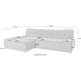 Ecksofa DOMO collection "Cesena moderne Polsterecke mit flachen Armlehnen, L-Form", grau (anthrazit), B:288cm H:81cm T:175cm, Sofas, Ecksofa, fester Sitzkomfort, frei im Raum stellbar