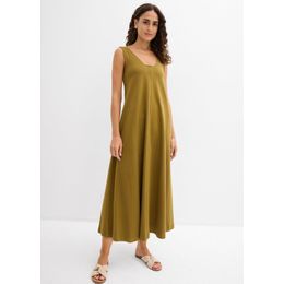 bonprix Jerseykleid aus reiner Bio-Baumwolle, gr&uuml;n, Gr.48/50 (XL), &Auml;rmelloses A-Linien Kleid mit einem eckigen V-Ausschnitt und einem tiefen R&uuml;ckenausschnitt, 100% Baumwolle (organic)