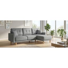 Ecksofa Home Affaire "TRIPLO optionale Schlafsofa mit Bettkasten, Ma&szlig;e B/T/H: 234/164/89 cm", grau (hellgrau), B:234cm H:89cm T:164cm, Sofas, Ecksofa, L-Form wahlweise mit Bettfunktion - Liegefl&auml;che 132x210 cm