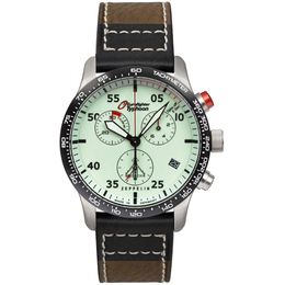 Chronograph Zeppelin "Eurofighter Typhoon", gr&uuml;n (olivgr&uuml;n, schwarz), Armbanduhren, Herren, Chronograph, Armbanduhr, Quarz, Herren, Leuchtzifferblatt, Made in Germany