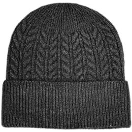 Beanie Capelli New York, Damen, dunkelgrau, Strick, Obermaterial: 50% Polyacryl, 50% Polyester, gemustert, unifarben, M&uuml;tzen Beanie, Feinstrick, Zopfmuster, Einheitsgr&ouml;&szlig;e