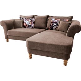 Ecksofa Home Affaire "Tassilo Mega Polsterecke mit Kaltschaum im Sitz, bequem, L-Form", braun (hellbraun), B:262cm H:95cm T:198cm, 100% Polyester, Sofas, Ecksofa, hoher Sitzkomfort, Breite 262cm, Komfortsitzh&ouml;he 48cm, zeitlos elegant