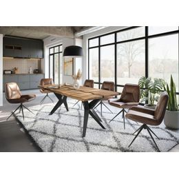 Baumtisch Mango 200x100x76 natur lackiert / Epoxid schwarz, Sterngestell anthrazit gl&auml;nzend EPOXY