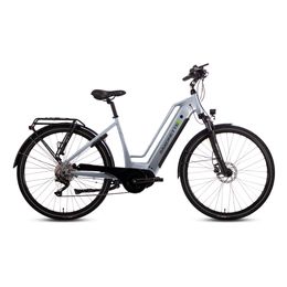 E-Bike SAXONETTE "Deluxe Sport TRAPEZ" Gr. 45, silber matt, schwarz, Elektrofahrr&auml;der, 45cm, 28 Zoll (71,12cm), (mit integr. Akku), Elektrofahrrad f&uuml;r Alltag und Einkauf