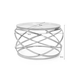bonprix Glas-Couchtisch, silber, Gr.45 cm, Gro&szlig;er Couchtisch aus Metall und Gas