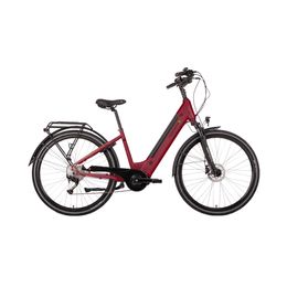 E-Bike SAXONETTE "Deluxe Sport (Wave)" Gr. 45, bordeaux, schwarz, Elektrofahrr&auml;der, 45cm, 28 Zoll (71,12cm), (mit integr. Akku), Elektrofahrrad f&uuml;r Alltag und Einkauf