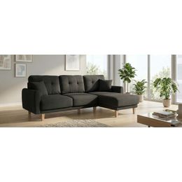 Ecksofa Home Affaire "TRIPLO optionale Schlafsofa mit Bettkasten, Ma&szlig;e B/T/H: 234/164/89 cm", grau (graphit), B:234cm H:89cm T:164cm, Sofas, Ecksofa, L-Form wahlweise mit Bettfunktion - Liegefl&auml;che 132x210 cm