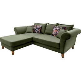 Ecksofa Home Affaire "Tassilo Mega Polsterecke mit Kaltschaum im Sitz, bequem, L-Form", gr&uuml;n, B:262cm H:95cm T:198cm, 100% Polyester, Sofas, Ecksofa, hoher Sitzkomfort, Breite 262cm, Komfortsitzh&ouml;he 48cm, zeitlos elegant