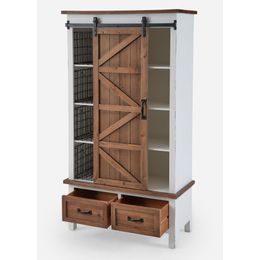 bonprix Schrank mit Schiebet&uuml;r, beige, Gr.141x77 cm, Landhausstil: Hoher Schrank mit Schiebet&uuml;r