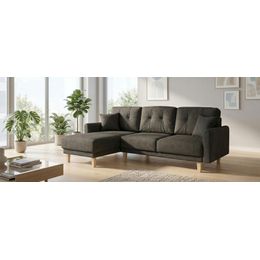 Ecksofa Home Affaire "TRIPLO optionale Schlafsofa mit Bettkasten, Ma&szlig;e B/T/H: 234/164/89 cm", grau (anthrazit), B:234cm H:89cm T:164cm, Sofas, Ecksofa, L-Form wahlweise mit Bettfunktion - Liegefl&auml;che 132x210 cm