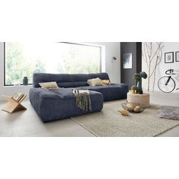 Ecksofa DOMO collection "Cesena moderne Polsterecke mit flachen Armlehnen, L-Form", blau (dunkelblau), B:288cm H:81cm T:175cm, Sofas, Ecksofa, fester Sitzkomfort, frei im Raum stellbar