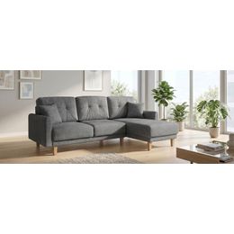 Ecksofa Home Affaire "TRIPLO optionale Schlafsofa mit Bettkasten, Ma&szlig;e B/T/H: 234/164/89 cm", grau, B:234cm H:89cm T:164cm, 100% Polyester, Sofas, Ecksofa, L-Form wahlweise mit Bettfunktion - Liegefl&auml;che 132x210 cm