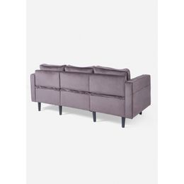 bonprix Samt Sofa, grau, Gr.80x189 cm, 3-Sitzer-Sofa mit Samtbezug