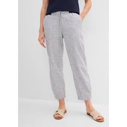 bonprix Hose mit Leinen 7/8 L&auml;nge, blau, Gr.46, Komfortable Leinenmix-Hose mit Bindeband und erh&ouml;htem Bund, aus Leinen