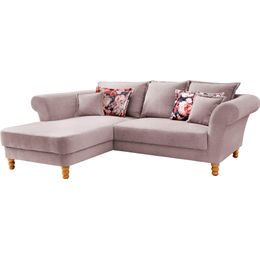 Ecksofa Home Affaire "Tassilo Mega Polsterecke mit Kaltschaum im Sitz, bequem, L-Form", rosa (flamingo), B:262cm H:95cm T:198cm, 100% Polyester, Sofas, Ecksofa, hoher Sitzkomfort, Breite 262cm, Komfortsitzh&ouml;he 48cm, zeitlos elegant