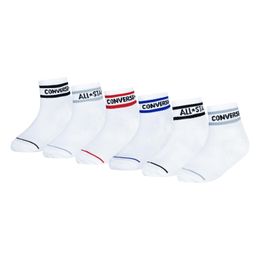 Sportsocken Converse "CHN BASIC WORDMARK QTR 6PK", M&auml;dchen, Gr. 38/40 (11), wei&szlig;, Obermaterial: 97% Polyester, 3% Elasthan, Socken Sportsocken, f&uuml;r Kinder und Jugendliche, mit Elasthan-Anteil, im 6er-Pack