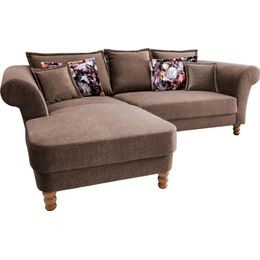 Ecksofa Home Affaire "Tassilo Mega Polsterecke mit Kaltschaum im Sitz, bequem, L-Form", braun (hellbraun), B:262cm H:95cm T:198cm, 100% Polyester, Sofas, Ecksofa, hoher Sitzkomfort, Breite 262cm, Komfortsitzh&ouml;he 48cm, zeitlos elegant