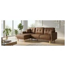 Ecksofa Home Affaire "TRIPLO optionale Schlafsofa mit Bettkasten, Ma&szlig;e B/T/H: 234/164/89 cm", braun (cognac), B:234cm H:89cm T:164cm, Sofas, Ecksofa, L-Form wahlweise mit Bettfunktion - Liegefl&auml;che 132x210 cm