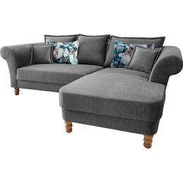 Ecksofa Home Affaire "Tassilo Mega Polsterecke mit Kaltschaum im Sitz, bequem, L-Form", schwarz (asche), B:262cm H:95cm T:198cm, 100% Polyester, Sofas, Ecksofa, hoher Sitzkomfort, Breite 262cm, Komfortsitzh&ouml;he 48cm, zeitlos elegant