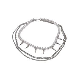 Kette mit Anh&auml;nger Urban Classics "Urban Classics Unisex Meridian Pearl Layering Necklace", silber, Halsketten, Herren, onesize, Eisen