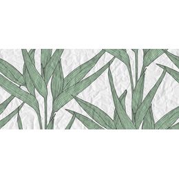 Fototapete ARCHITECTS PAPER "Atelier 47 White Paper Leaves 1", gr&uuml;n, B:6m L:2,7m, Vlies, Tapeten, Vlies, Wand, Schr&auml;ge, Decke