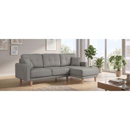 Ecksofa Home Affaire "TRIPLO optionale Schlafsofa mit Bettkasten, Ma&szlig;e B/T/H: 234/164/89 cm", grau, B:234cm H:89cm T:164cm, 88% Polyester, 9% Rayon, 3% Nylon, Sofas, Ecksofa, L-Form wahlweise mit Bettfunktion - Liegefl&auml;che 132x210 cm