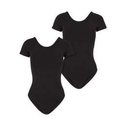 T-Shirt Urban Classics "Urban Classics Ladies Organic Stretch Jersey 2-Pack", Damen, Gr. XS, schwarz schwarz, 95% Baumwolle, 5% Elasthan, unifarben, slim fit, U-Boot-Ausschnitt, Shirts T-Shirt