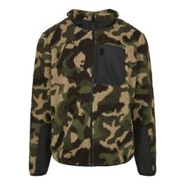 Winterjacke Urban Classics "Urban Classics Herren Sherpa Jacket", Herren, Gr. L, gr&uuml;n (woodcamo), 100% Polyester, mehrfarbig, normal, amerikanischer Ausschnitt, Jacken Winterjacke