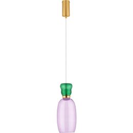 NOVA LUCE Pendelleuchte "PLUMA", gr&uuml;n, violett, goldfarben, 1, &Oslash; 15cm H: 179cm, 1 Stk., Leuchten, Pendelleuchte