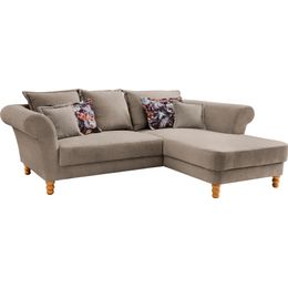 Ecksofa Home Affaire "Tassilo Mega Polsterecke mit Kaltschaum im Sitz, bequem, L-Form", braun (hellbraun), B:262cm H:95cm T:198cm, 100% Polyester, Sofas, Ecksofa, hoher Sitzkomfort, Breite 262cm, Komfortsitzh&ouml;he 48cm, zeitlos elegant