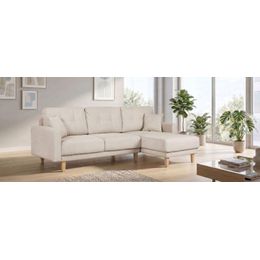 Ecksofa Home Affaire "TRIPLO optionale Schlafsofa mit Bettkasten, Ma&szlig;e B/T/H: 234/164/89 cm", beige, B:234cm H:89cm T:164cm, 88% Polyester, 9% Rayon, 3% Nylon, Sofas, Ecksofa, L-Form wahlweise mit Bettfunktion - Liegefl&auml;che 132x210 cm