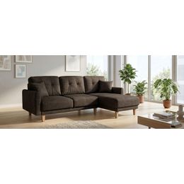 Ecksofa Home Affaire "TRIPLO optionale Schlafsofa mit Bettkasten, Ma&szlig;e B/T/H: 234/164/89 cm", braun, B:234cm H:89cm T:164cm, Sofas, Ecksofa, L-Form wahlweise mit Bettfunktion - Liegefl&auml;che 132x210 cm