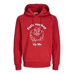 Jack & Jones Kapuzensweatshirt JACK & JONES "JJXMAS ONE COLOR FUNNY SWEAT HOOD", Herren, Gr. L, gr&uuml;n (scarlet sage), angeraute Sweatware, Obermaterial: 60% Baumwolle, 40% Polyester, bedruckt, normal, Rundhals, Rippb&uuml;ndchen, Sweatshirts
