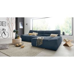 Ecksofa DOMO collection "Cesena moderne Polsterecke mit flachen Armlehnen, L-Form", blau (dunkelblau), B:288cm H:81cm T:175cm, Sofas, Ecksofa, fester Sitzkomfort, frei im Raum stellbar