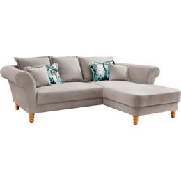 Ecksofa Home Affaire "Tassilo Mega Polsterecke mit Kaltschaum im Sitz, bequem, L-Form", grau (hellgrau), B:262cm H:95cm T:198cm, 100% Polyester, Sofas, Ecksofa, hoher Sitzkomfort, Breite 262cm, Komfortsitzh&ouml;he 48cm, zeitlos elegant