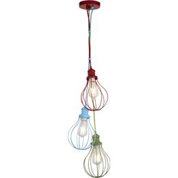 Searchlight Pendelleuchte "Novelty 3Lt Pendelleuchte - Buntes Metall", rot, blau, gr&uuml;n, H: 160cm, 1 Stk., Leuchten, Pendelleuchte
