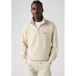 Levi's Sweatshirt LEVI'S "ORIGINAL HM 1/4 ZIP", Herren, Gr. M, beige (fog), Sweatware, Obermaterial: 100% Baumwolle, bestickt, unifarben, regular fit h&uuml;ftlang, Rundhals, Flachstrickb&uuml;ndchen, Sweatshirts Sweatshirt, mit Troyer-Kragen und Logo-Stickerei