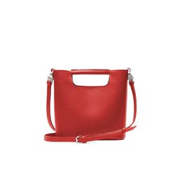 Schultertasche Gretchen "Crocus Small Shoulderbag", Damen, Gr. B/H/T: 23cm x 22cm x 22cm, rot (rot, beige), Leder, unifarben, Taschen Schultertasche, aus italienischem Rindsleder